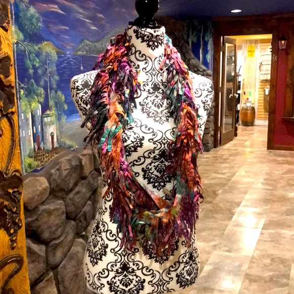 Hand Crafted | Accessories | Nwt Purple Multi Infinity Scarf With Fringe | Poshmark